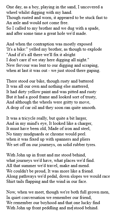 Brother George’s Cycling Poem – Vic Ient